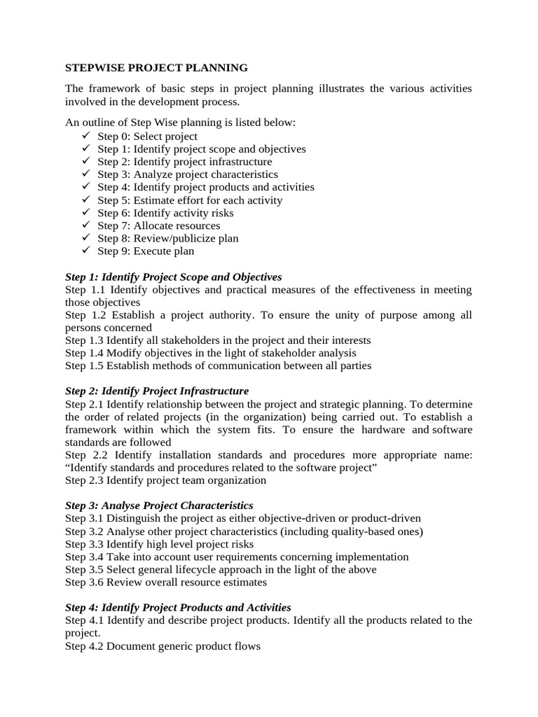 Stepwise Project Planning | PDF | Risk | Strategic Planning