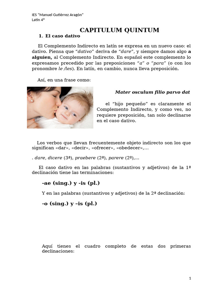 El Caso Dativo en Latín: Guía y Ejercicios | PDF | Objeto (gramática ...
