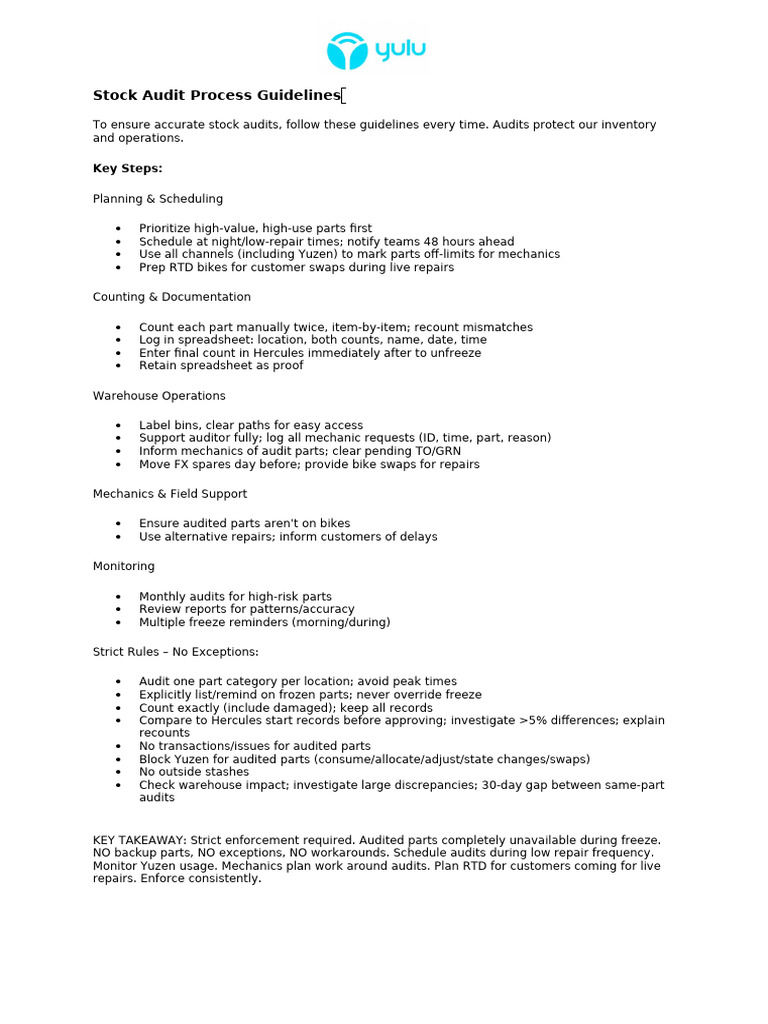 Stock Audit Guidelines Version | PDF | Audit