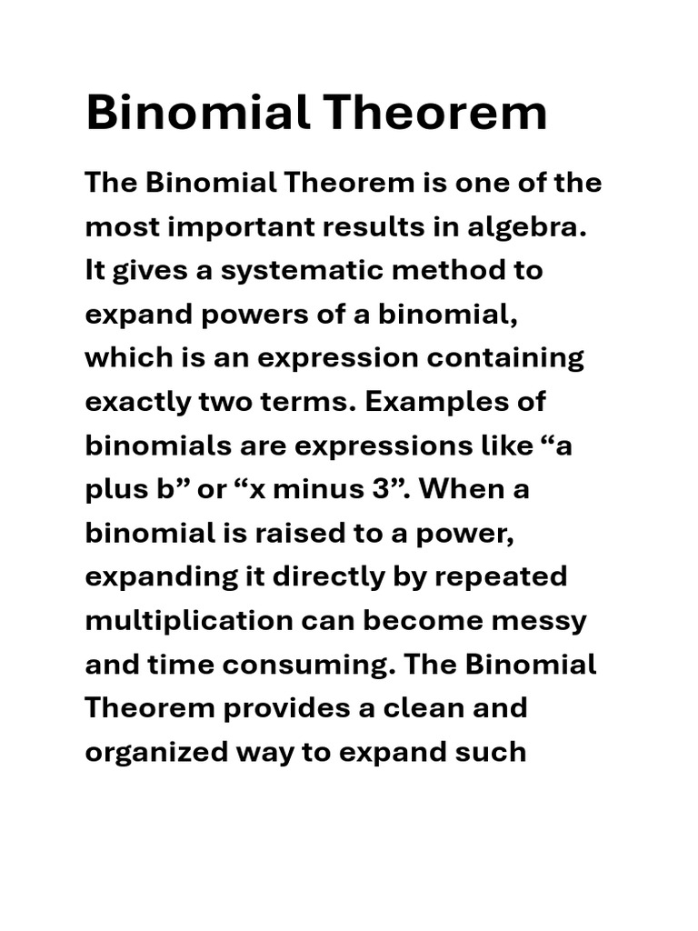 Understanding the Binomial Theorem | PDF | Algebra | Numbers