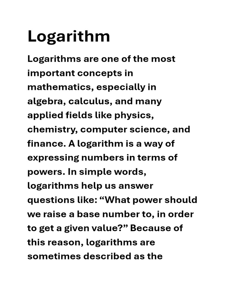 Understanding Logarithms and Their Uses | PDF | Exponentiation | Logarithm