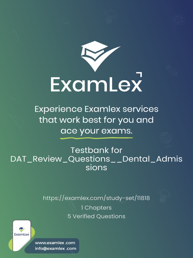 Testbank for DAT Review Questions Dental Admissions | PDF