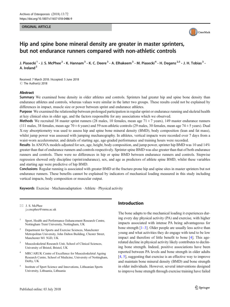 Master Sprinters Have Higher Bone Density | PDF | Bone | Running