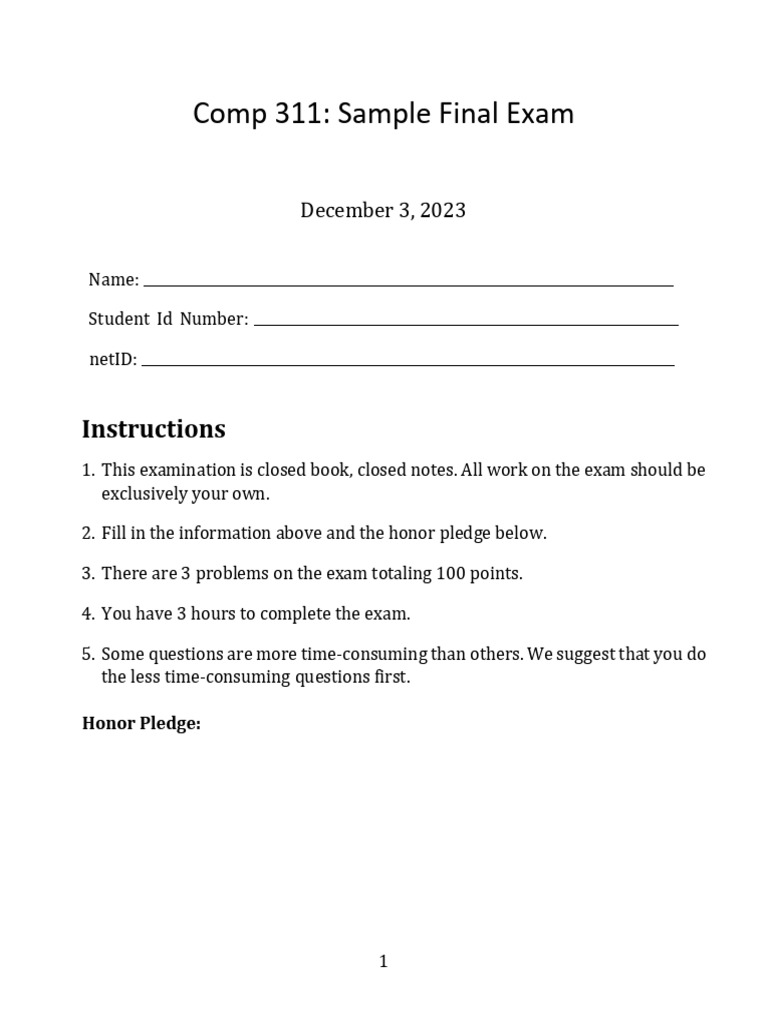 New Sample Final Exam (2023) | PDF | Computing | Software Engineering