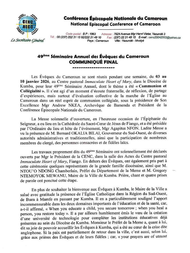 Communiqué Final Des Évêques | PDF