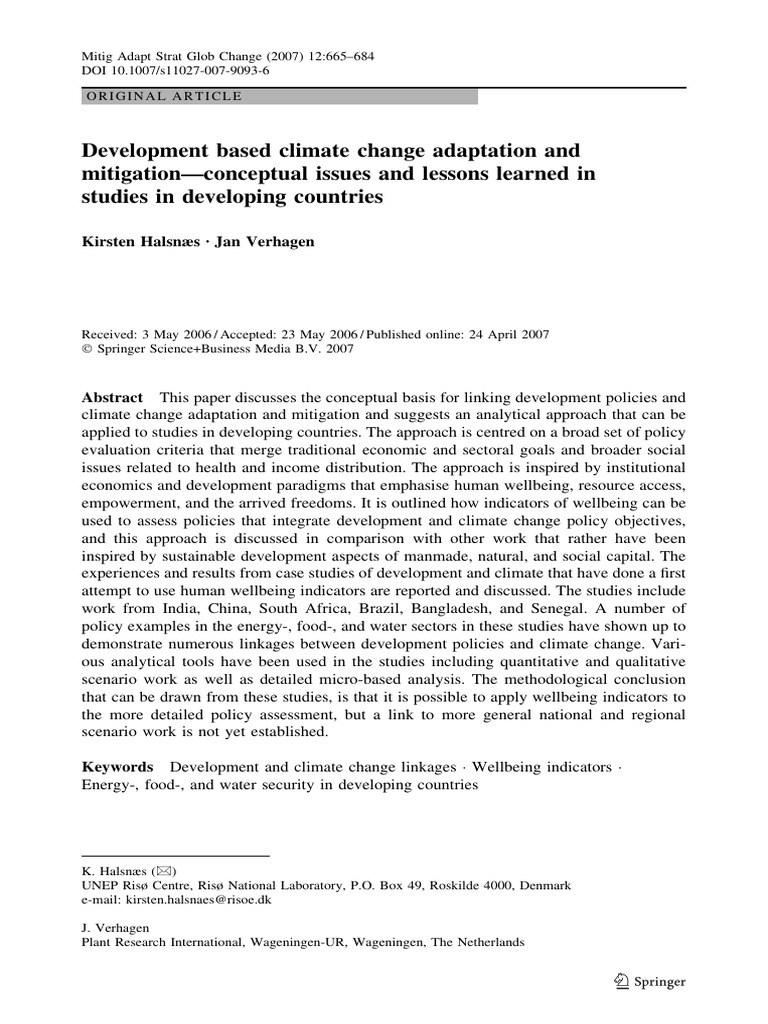 Development Based Climate Change Adaptation and Mitigation—Conceptual ...