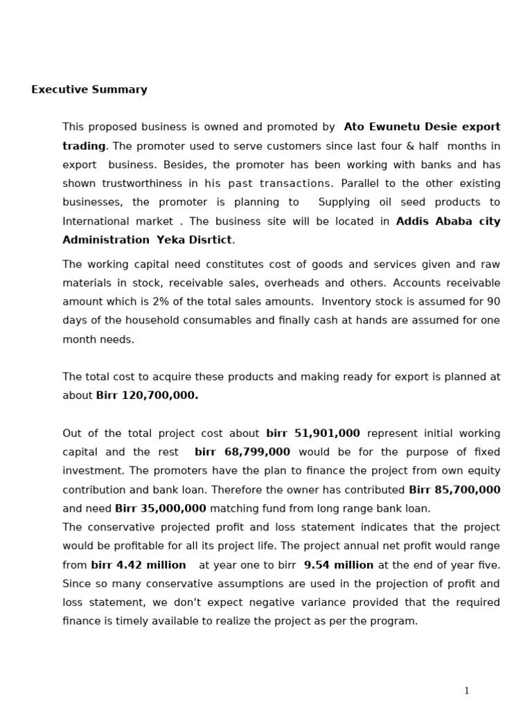 EXPORT Project Proposal | PDF | Expense | Loans