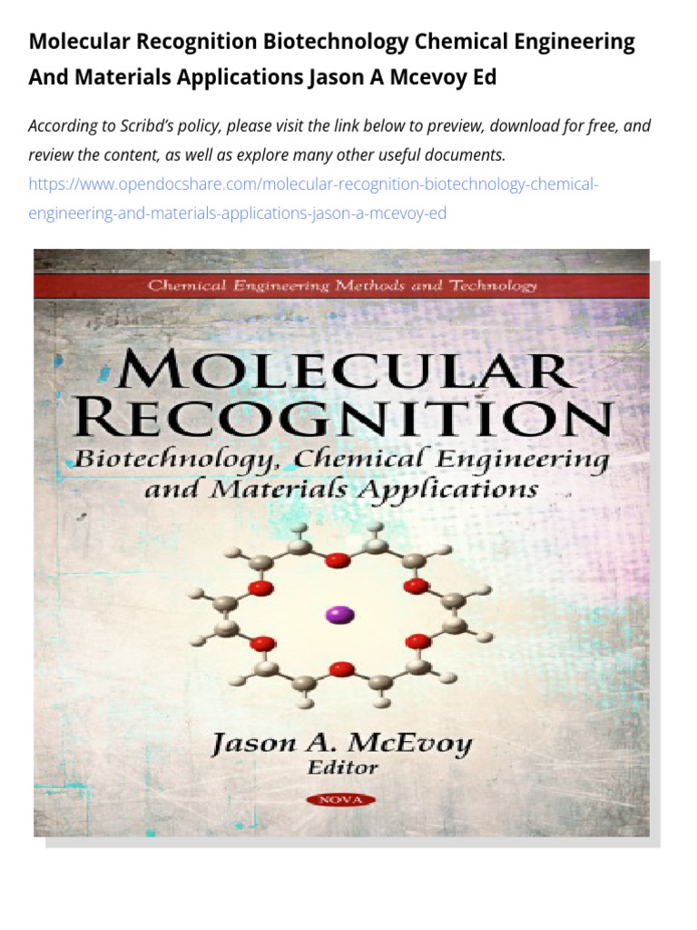 Molecular Recognition Biotechnology Chemical Engineering And Materials ...