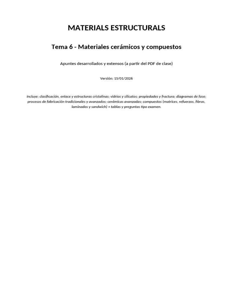 Tema6 Ceramicos y Compuestos Apuntes Extensos ES | PDF | Enlace químico ...