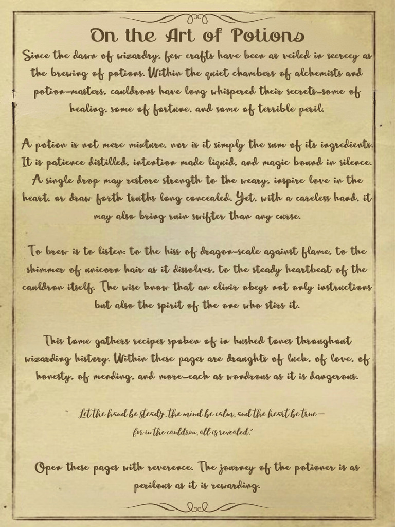 Secrets of Potion Brewing Revealed | PDF