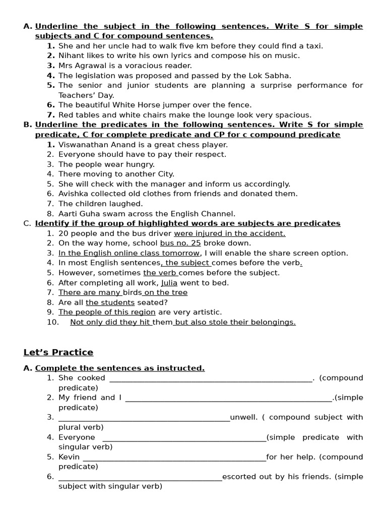 4. Subject and Predivate | PDF | Subject (Grammar) | Predicate (Grammar)