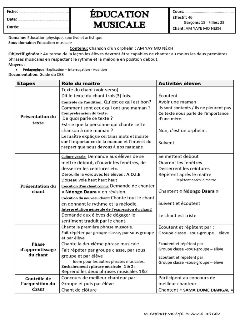 Chant éducatif pour CE2 : Am Yaye Mo Nekh | PDF | Apprentissage