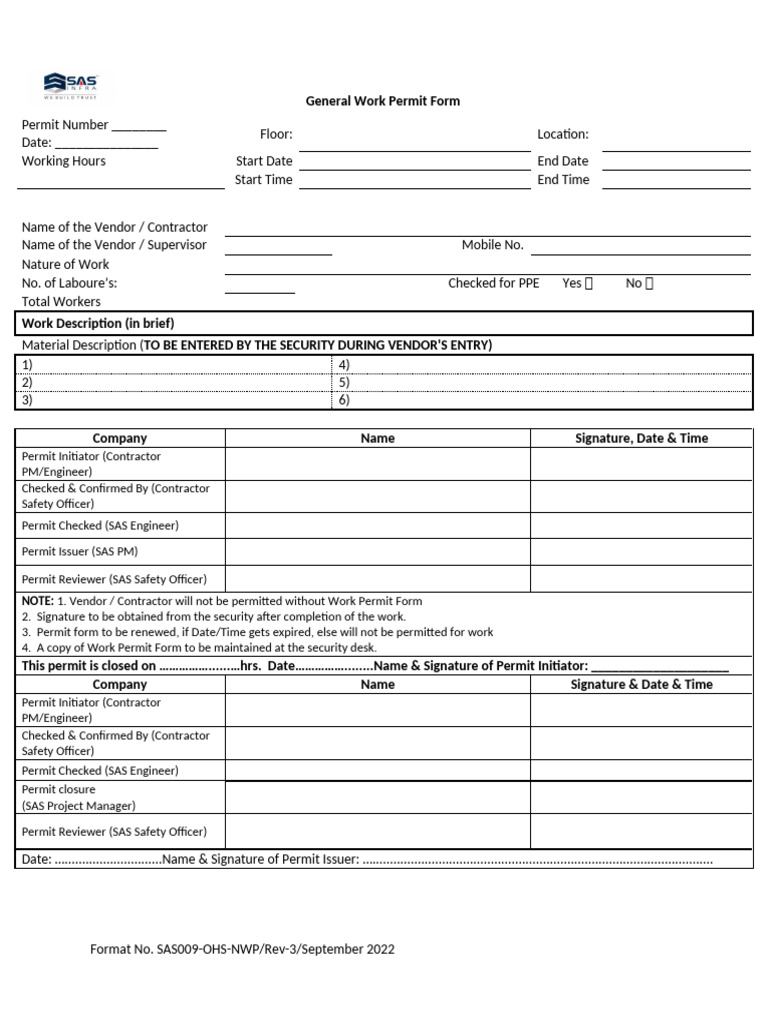 General Work Permit 01 | PDF