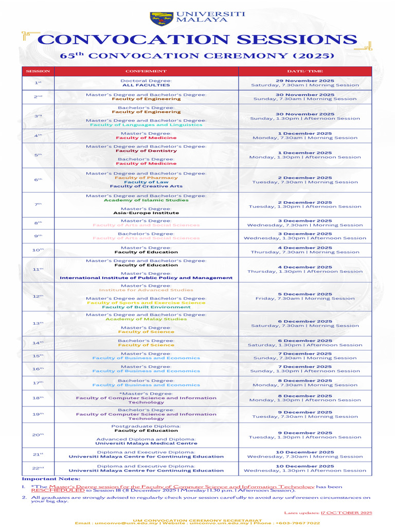 Convo 2025 - Convocation Session - Updated Version 17 Oct 2025 | PDF ...