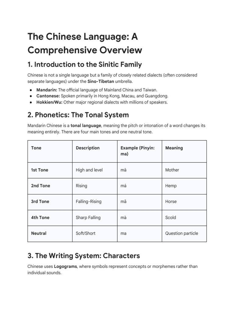 Overview of the Chinese Language | PDF | Standard Chinese | Chinese ...