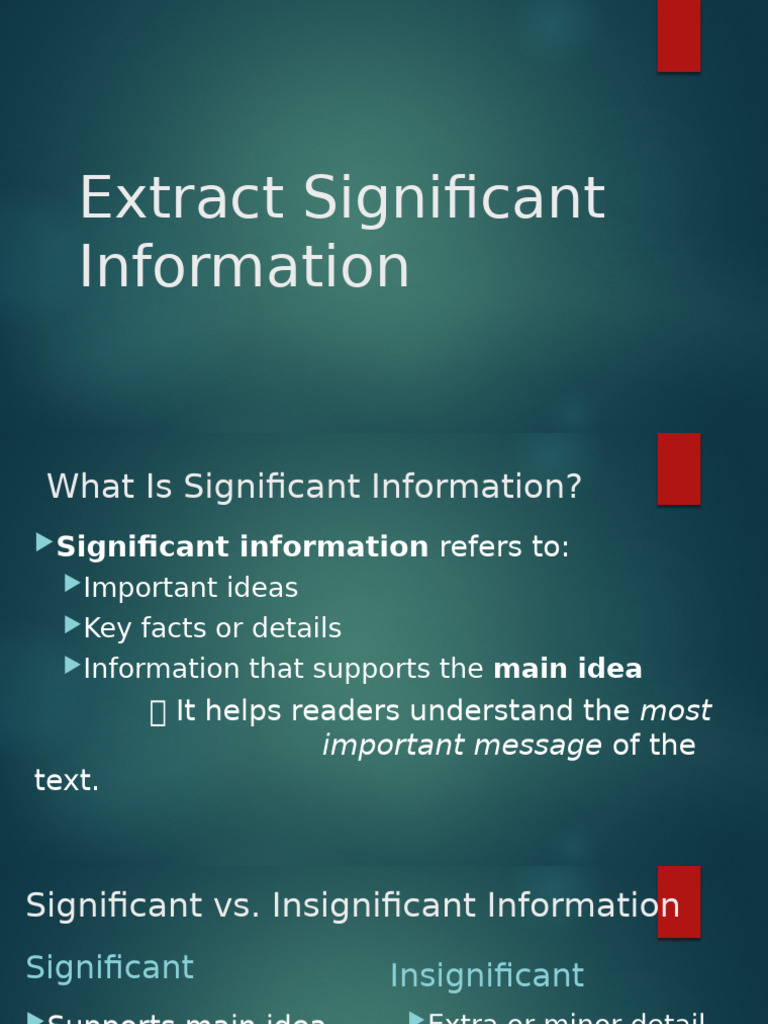Extracting Significant Information Guide | PDF | Drinking Water | Water