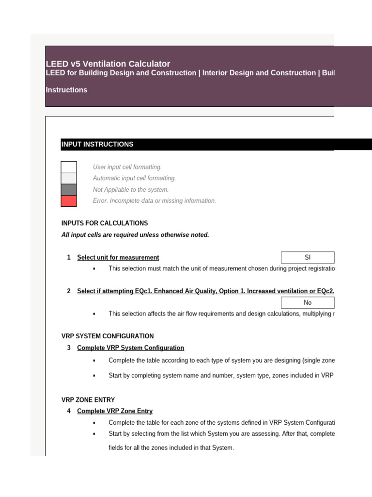 LEED v5 Ventilation Calculator Guide | PDF | Ventilation (Architecture)