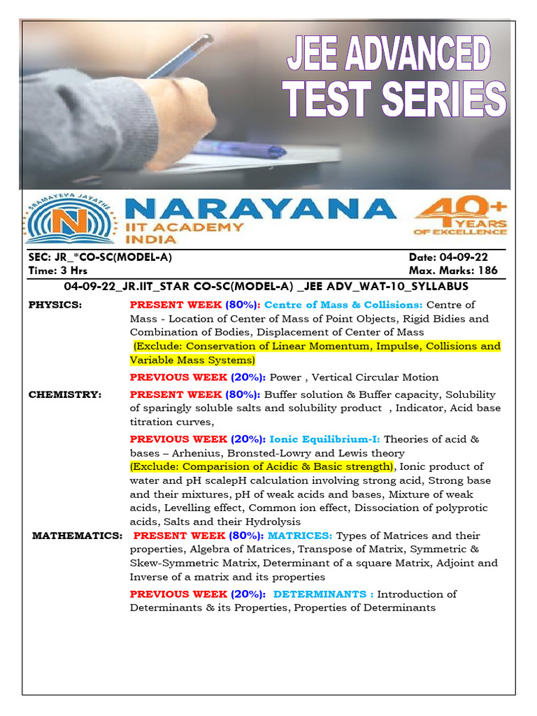 04-09-22_JR.IIT_STAR CO-SC(MODEL-A)_JEE ADV_2016(P-II)_WAT-10_QP | PDF ...