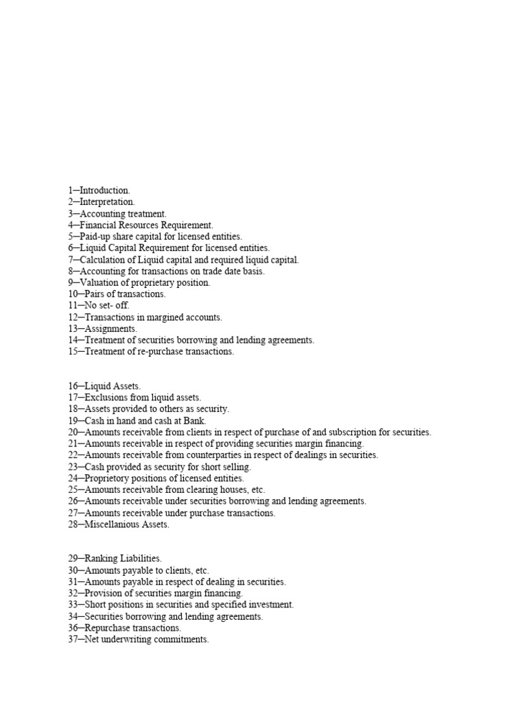 Guidelines On Financial Resource Requirements For Market Intermediaries ...