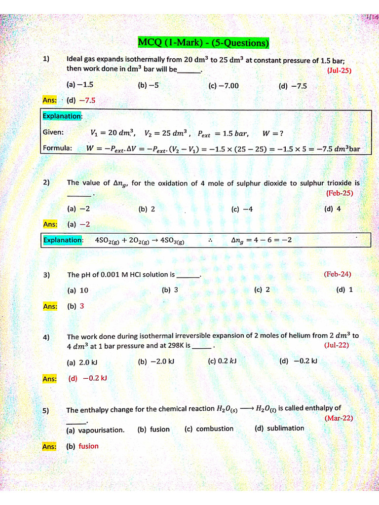 Chemical Thermodynamics Imp | PDF