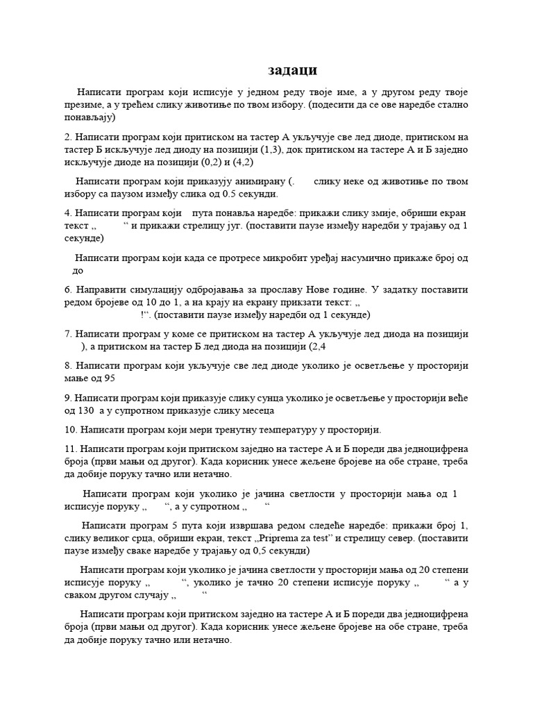 Microbit zadaci 2 | PDF