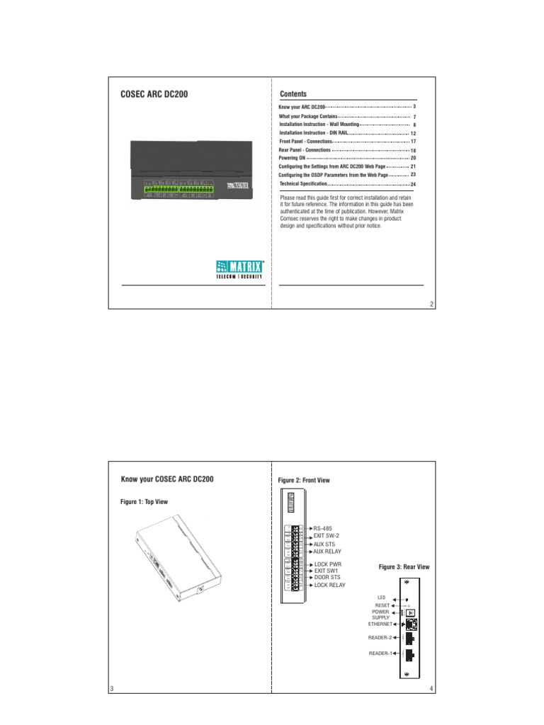 Matrix COSEC ARC DC200 Quick Start | PDF | Electrical Connector ...