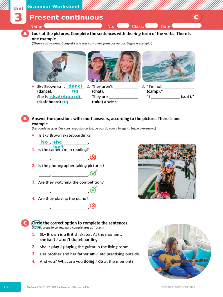 Present Continuous Grammar Worksheet | PDF