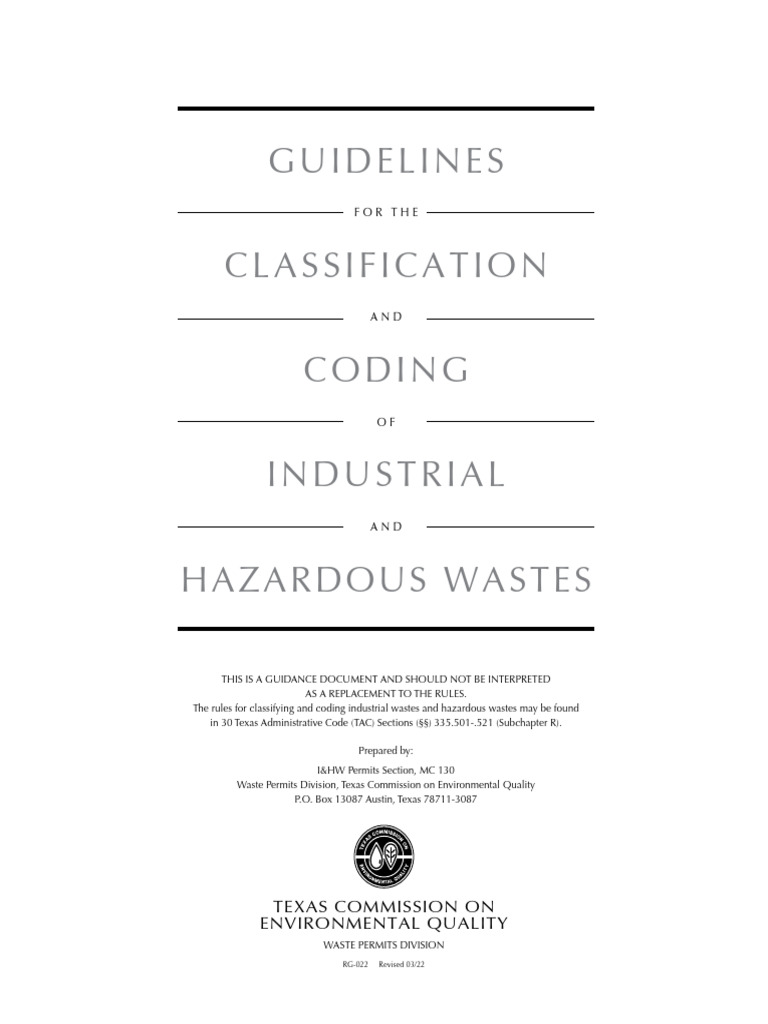 Guidelines for Waste Classification in Texas | PDF | Waste | Hazardous ...