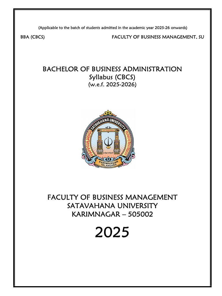 BBA Syllabus 2025-26: Course Structure | PDF | Mean | Marketing