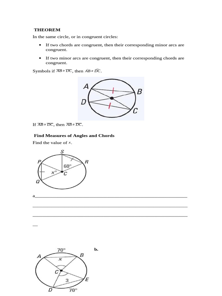 Chords and Arcs in Circles: Theorems & Problems | PDF