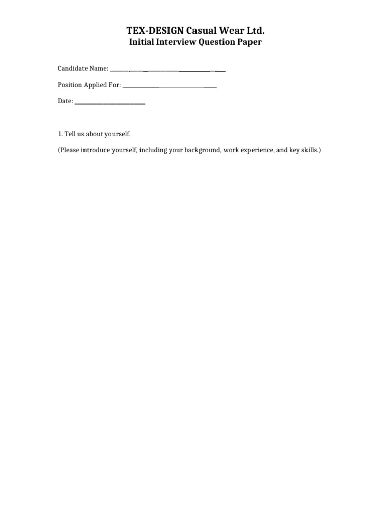 Interview Question Paper | PDF