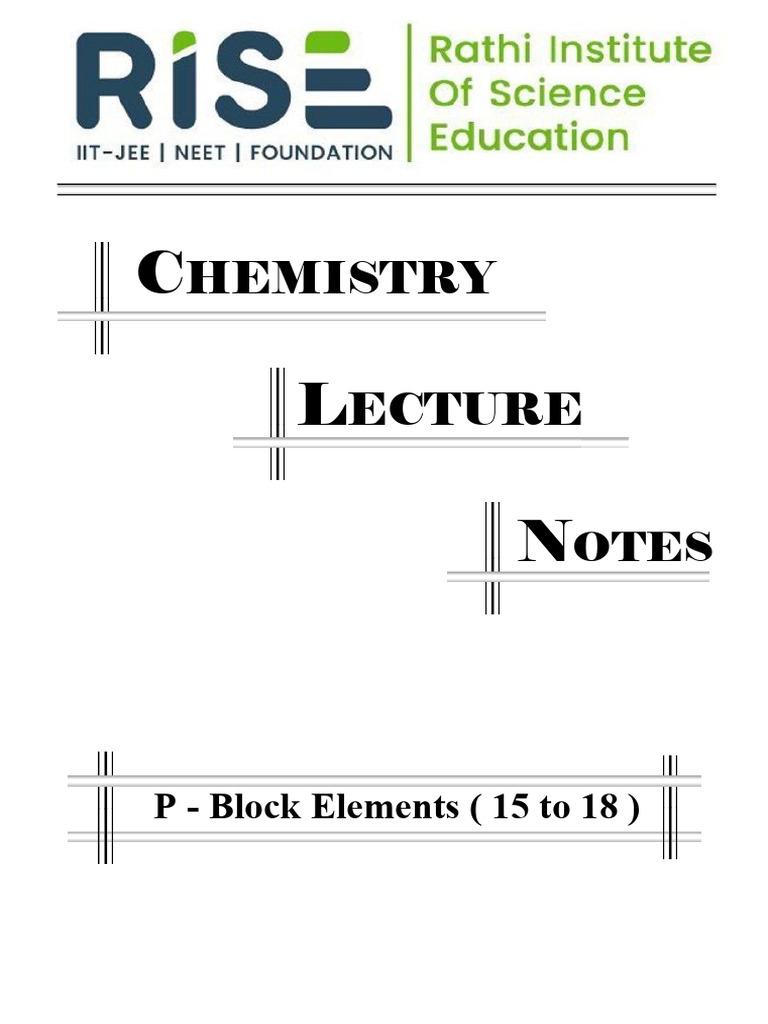21-P - Block Elements (Groups-15,16,17,18) | PDF