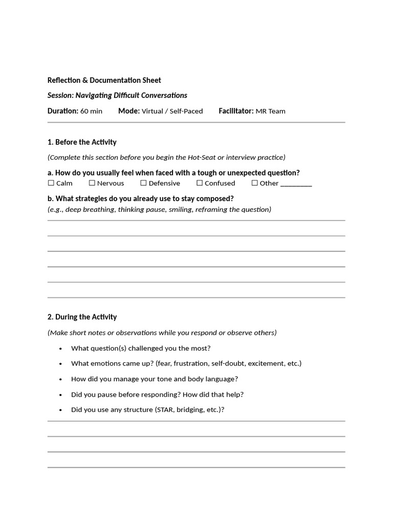 Reflection Exercise | PDF