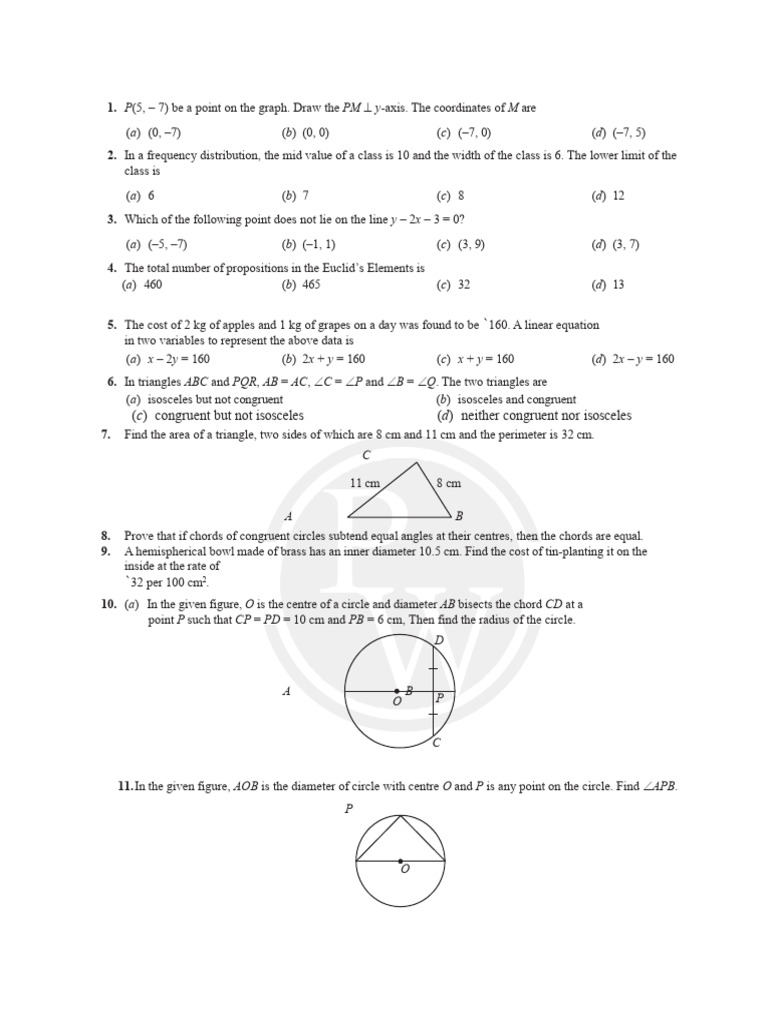Geometry and Algebra Problem Set | PDF | Circle | Euclid