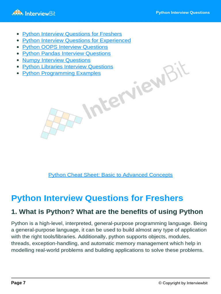 Python INterview Material | PDF | Scope (Computer Science) | Anonymous ...