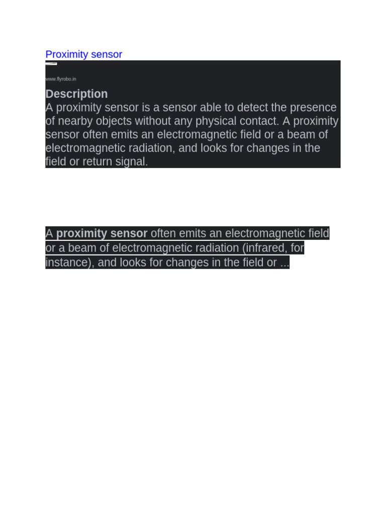 Proximity Sensor | PDF