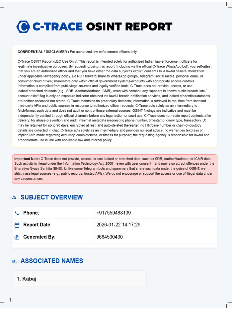 7559488109 c Trace Osint Report | PDF | Indemnity | Common Law