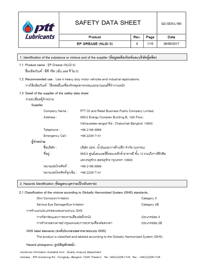 52.Sp Sds Grease Ptt Th | PDF