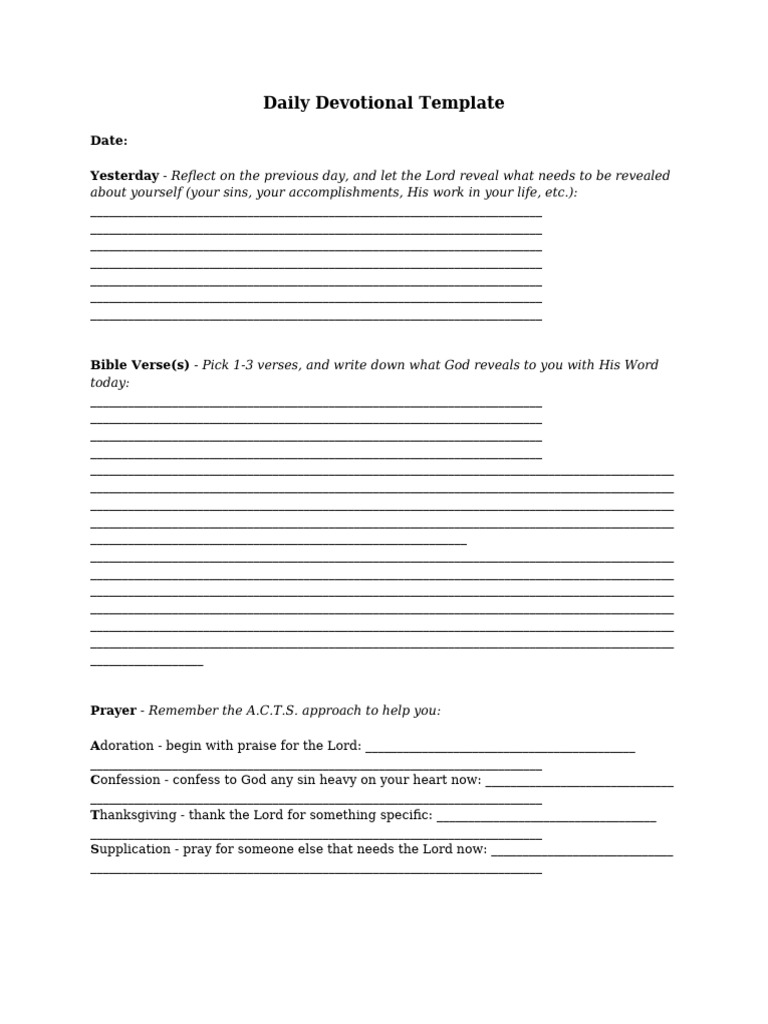 Daily Devotional Reflection Template | PDF | Prayer | Confession (Religion)