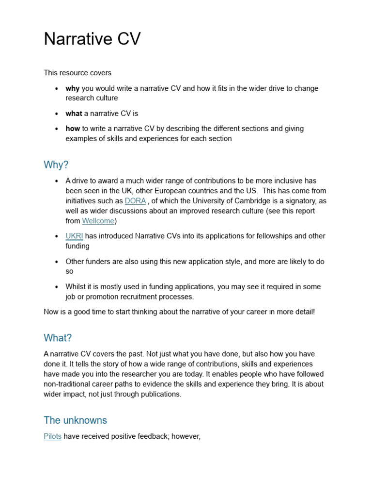How to Write a Narrative CV | PDF | Narrative | Human Communication