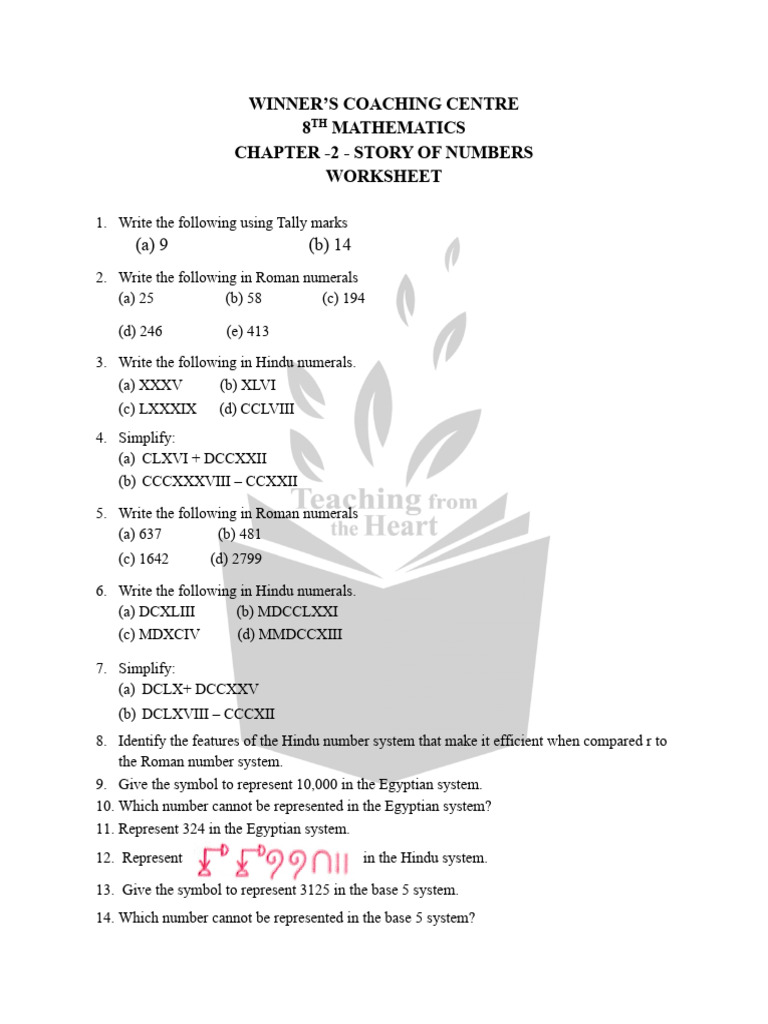 8th Grade Math: Story of Numbers Worksheet | PDF | Numbers | Mathematics