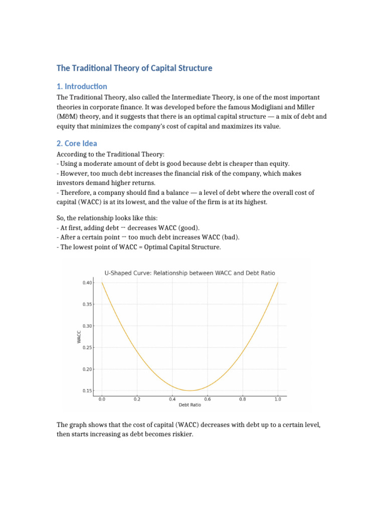 The Traditional Theory | PDF | Capital Structure | Cost Of Capital