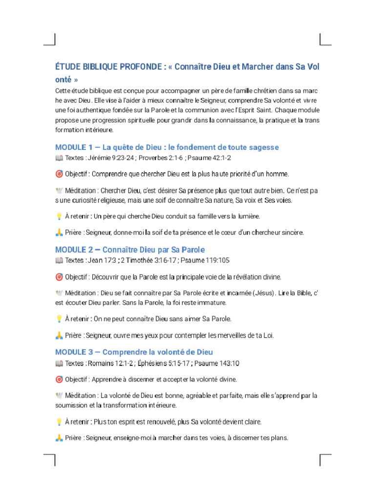 Etude Biblique Profonde Connaitre Dieu Et Sa Volonte Phoenix | PDF