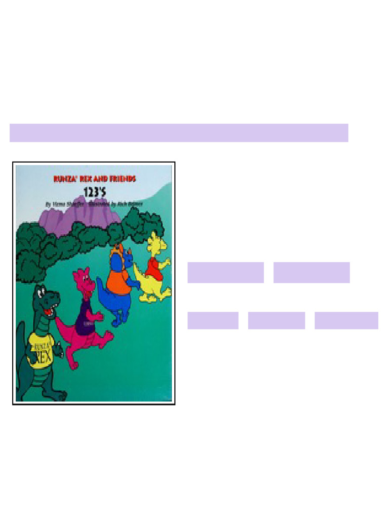 123's : Runza Rex and friends by Shaeffer, Vizma, Brimer, Richard ...