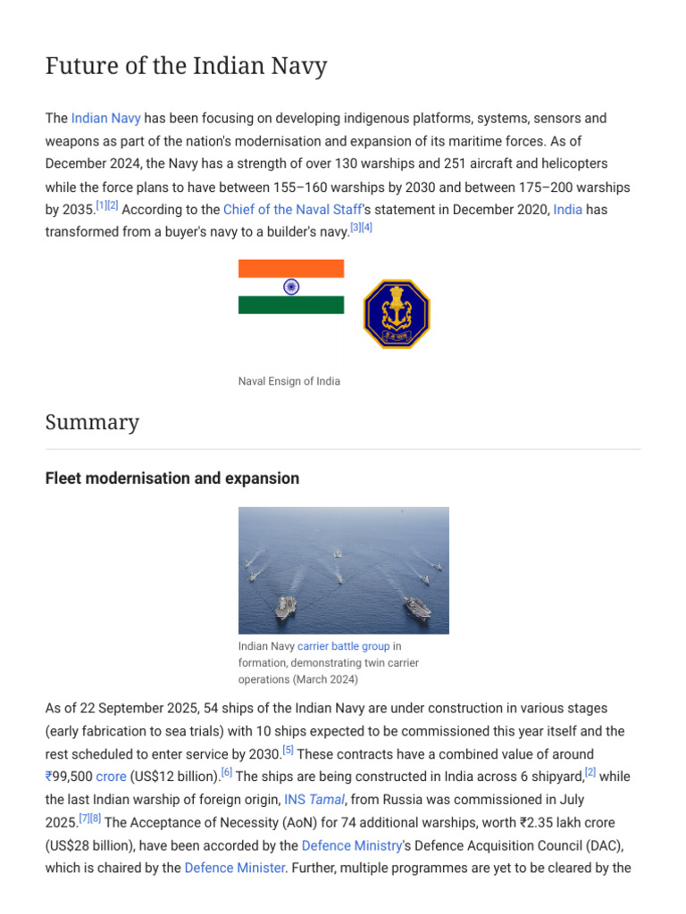 Future of the Indian Navy - Wikipedia jhggyg | PDF | Warships | Shipping
