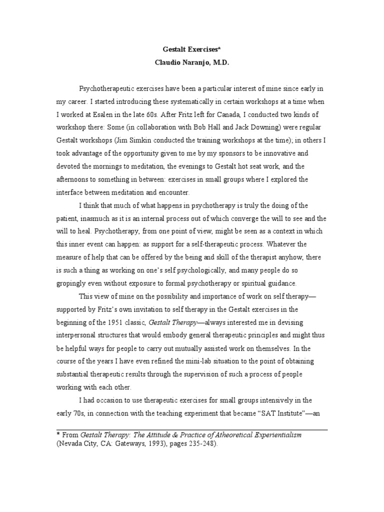 Gestalt Exercises English | Gestalt Therapy | Awareness