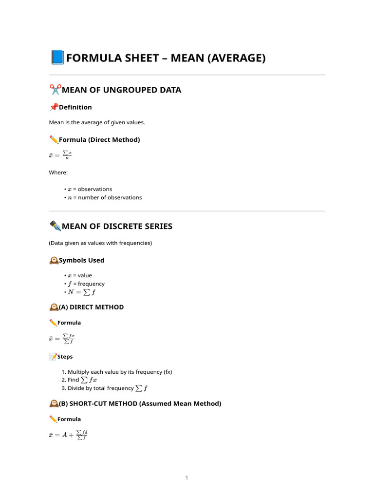 Mean Calculation Methods Explained | PDF