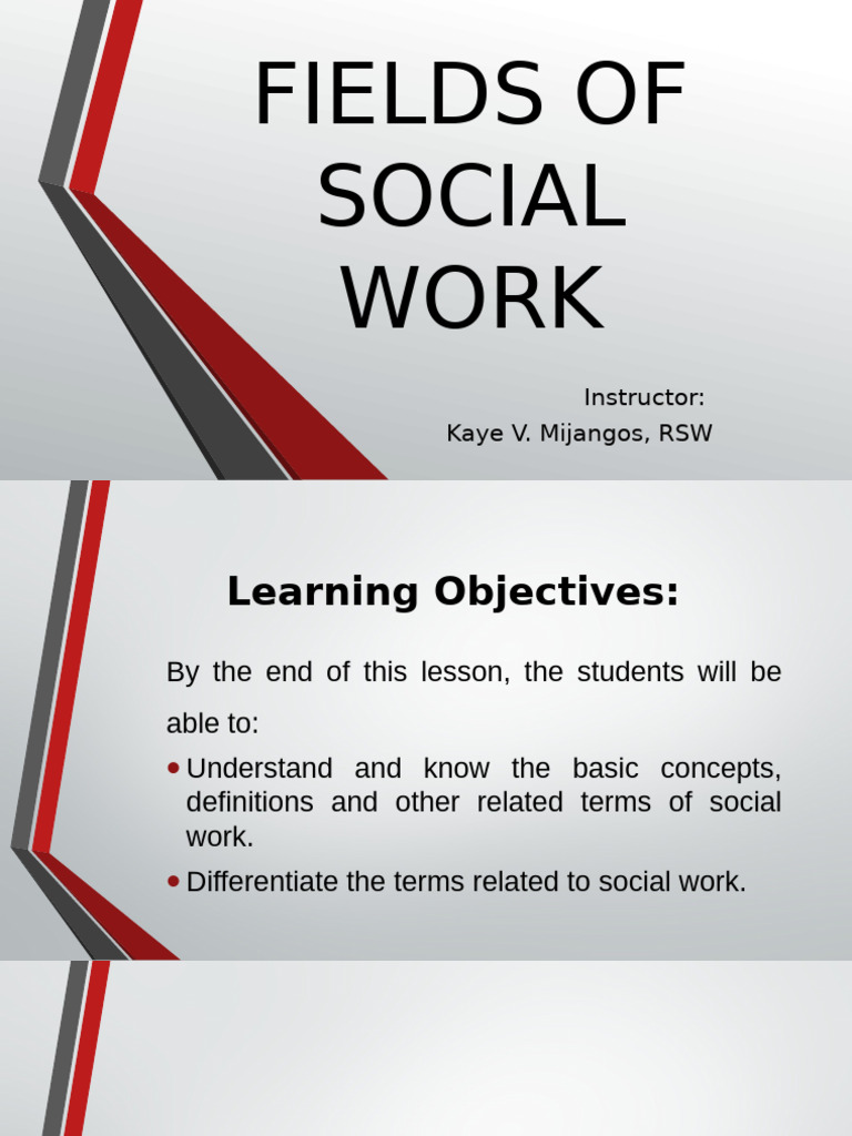 Week 1 2 Fields of Social Work | PDF | Social Work | Rights