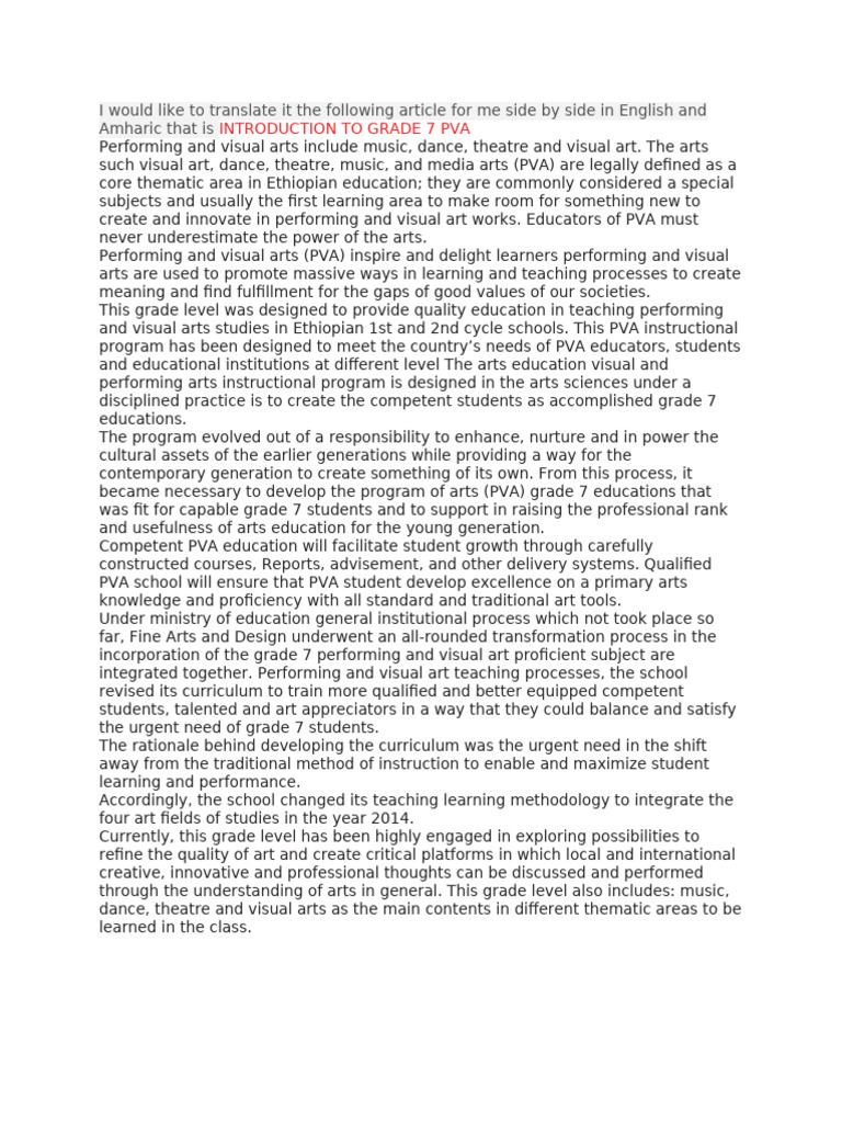 PVA English | PDF | Shape | Ethiopia