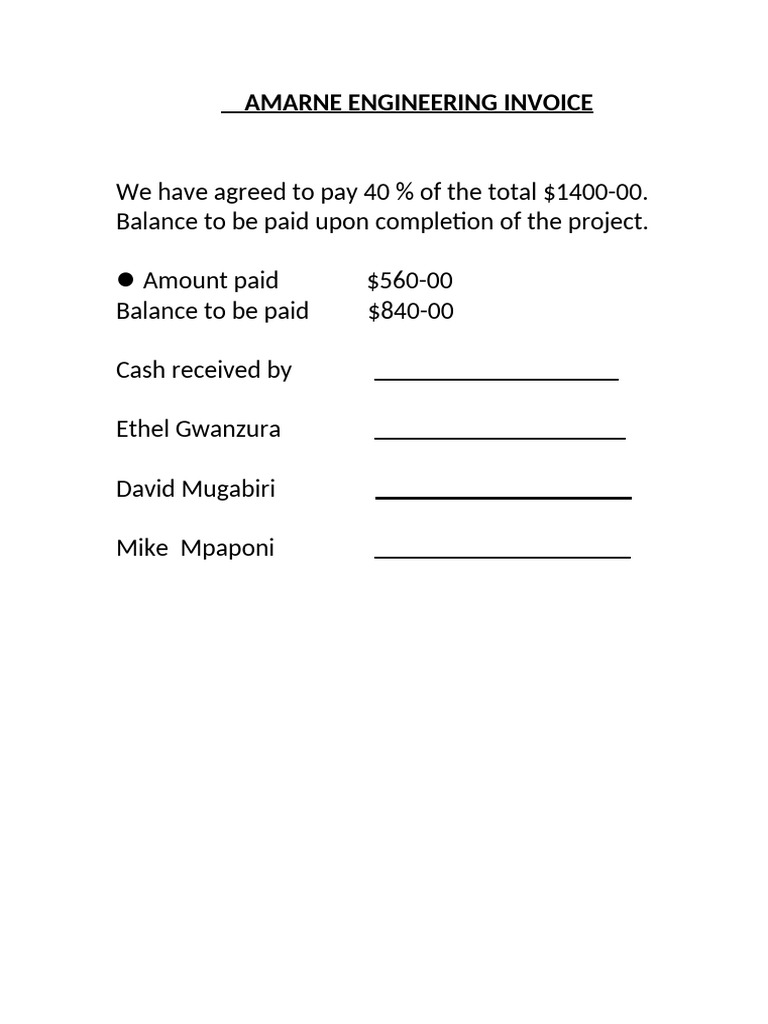 Amarne Engineering Invoice | PDF